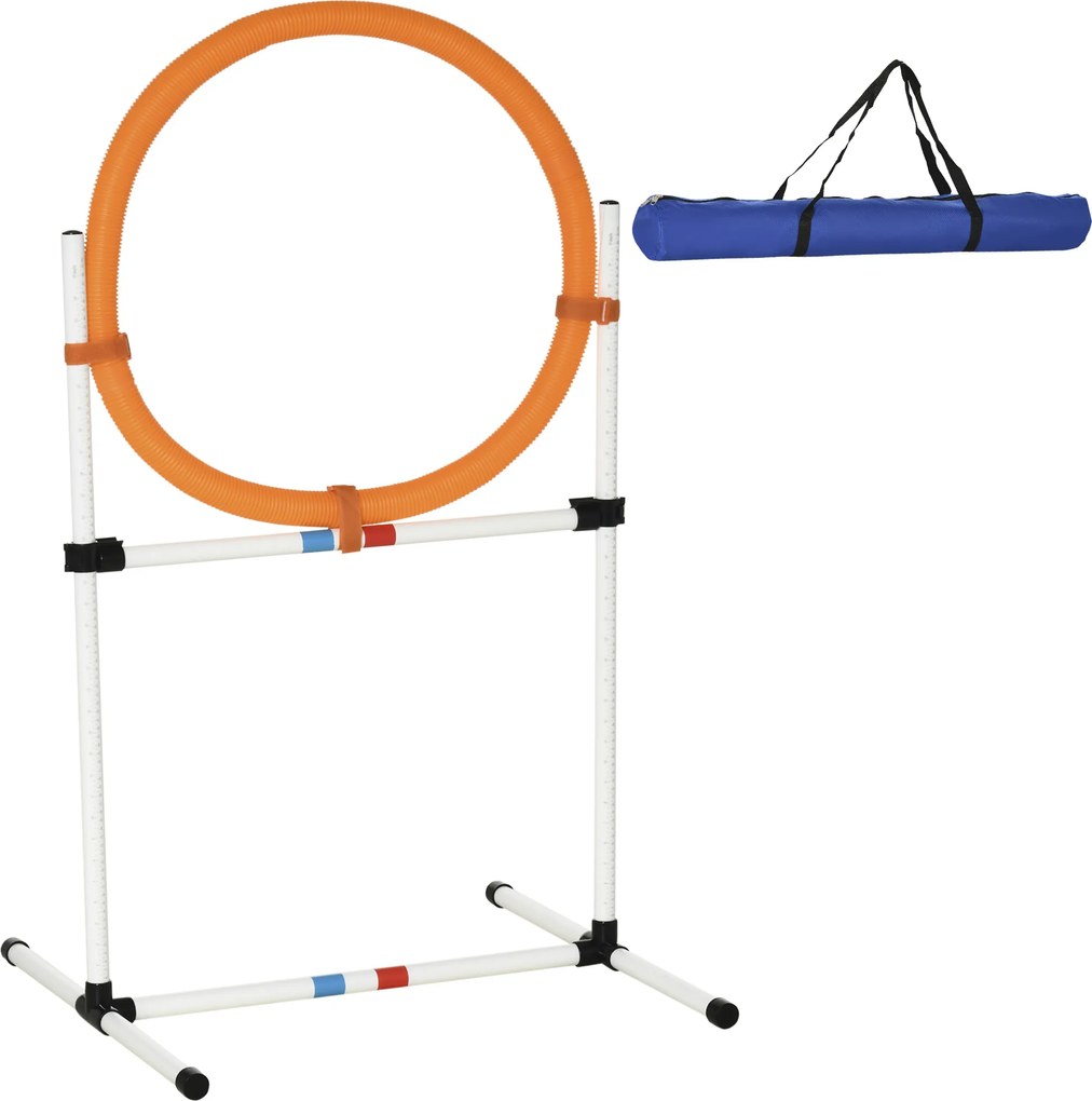 Výcvikový set PawHut pro psy skákací kruh agility přenosný PE bílý oranžový 74,5x66x91cm pro efektivní výcvik psů