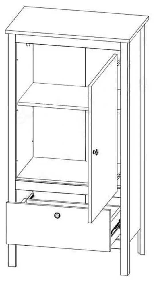 Komoda 1d1s/60 dub wotan / černý Loft Mebel Bos