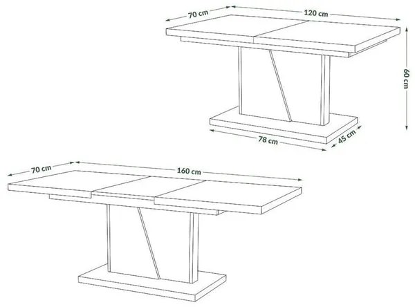 Konferenční stolek rozkládací Flox 2 (bílá, beton)