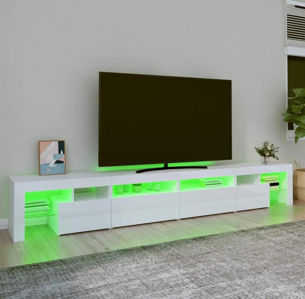 vidaXL TV skříňka s LED osvětlením 260x36,5x40 cm [3152822] Barva: bílá s vysokým leskem