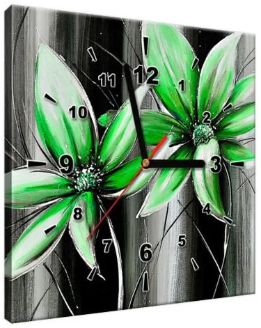 Tištěný obraz s hodinami Krásné zelené květiny 30x30cm ZP2357A_1AI