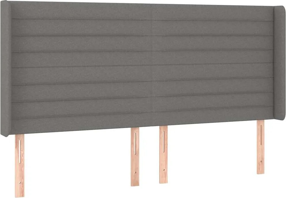 Čelo postele s LED tmavě šedé 183 x 16 x 118/128 cm textil 3124203
