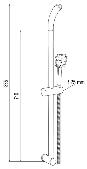 Mereo sprchová souprava třípolohová sprcha šedostříbrná hadice horní držák sprchy plast chrom CB900F