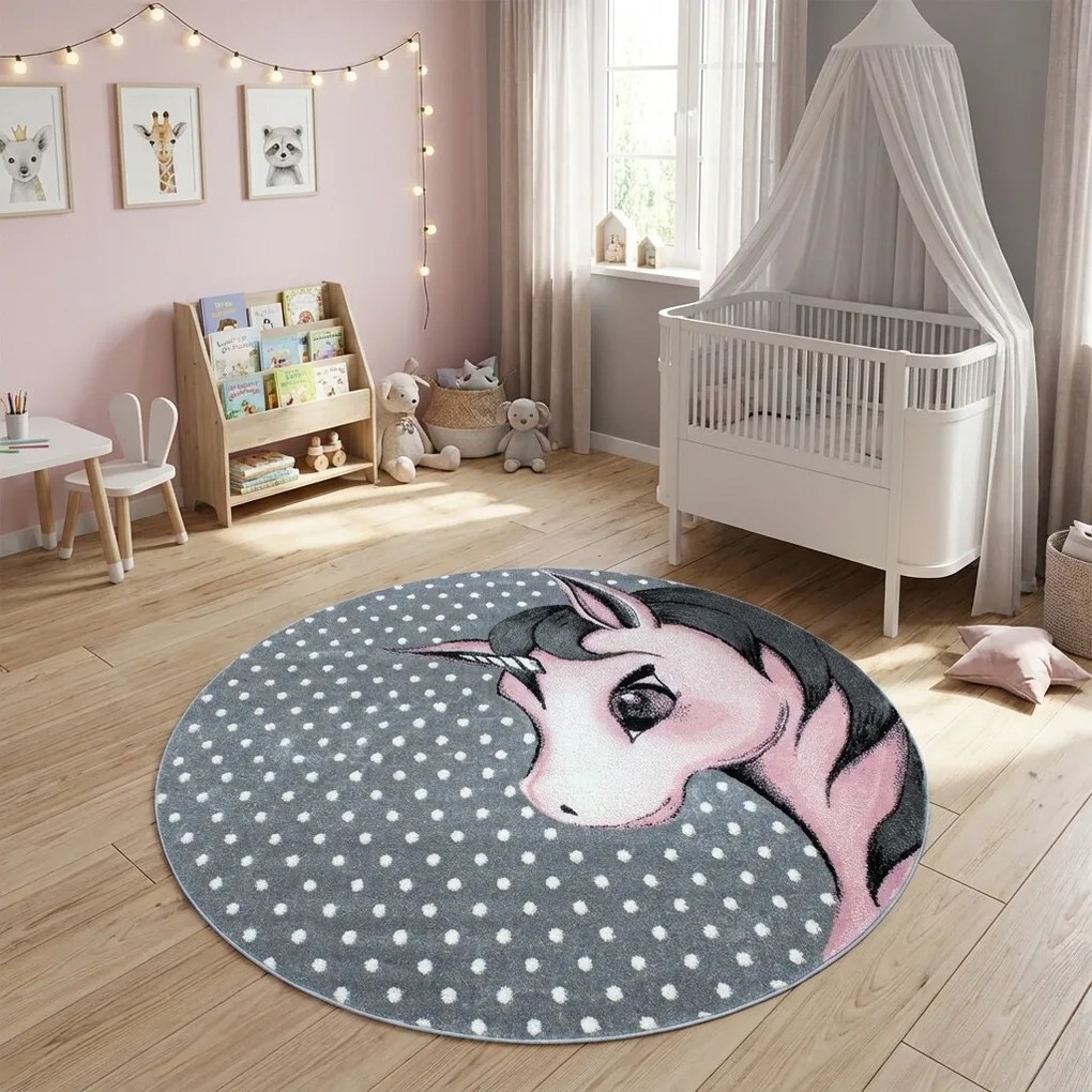 Ayyildiz, Dětský kusový koberec Kids 590 pink kruh, 160x160 (průměr) kruh, růžová, dětský pokoj
