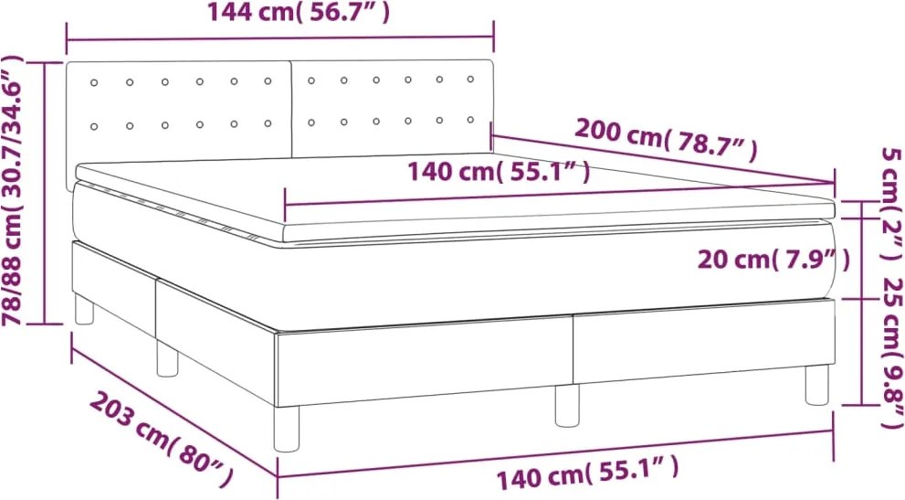 Box spring postel s matrací růžová 140x200 cm samet 3141550