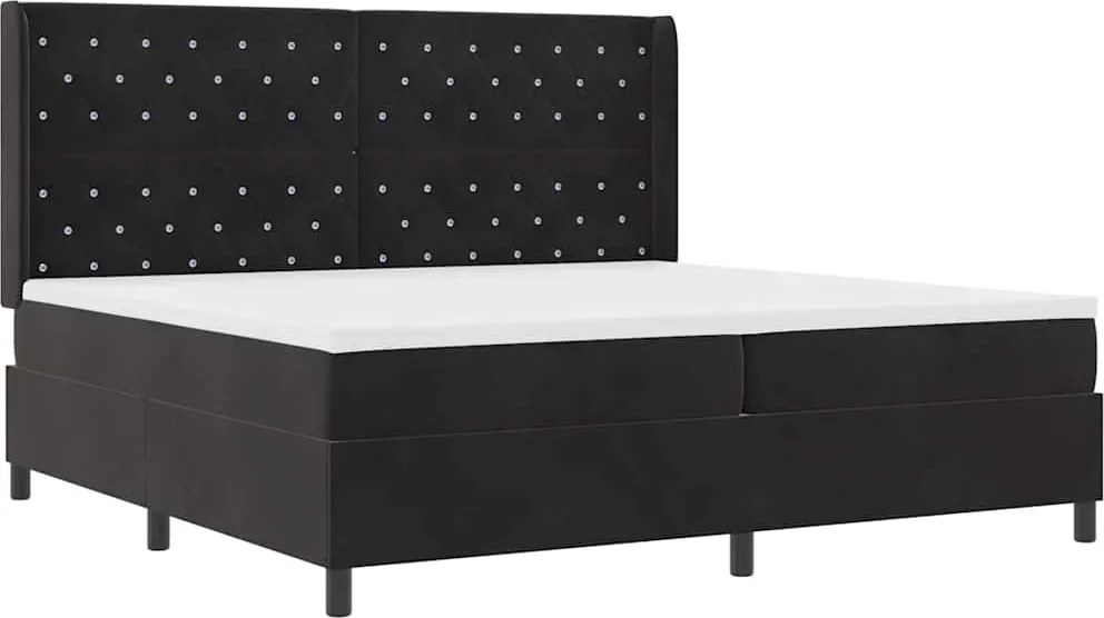 Postel s boxspringem s matrací s čelo Černá 200 x 200 cm samet 3341974