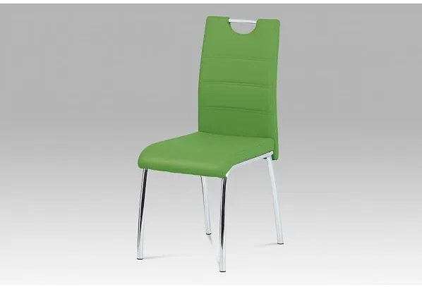 Jídelní židle, koženka zelená / chrom
