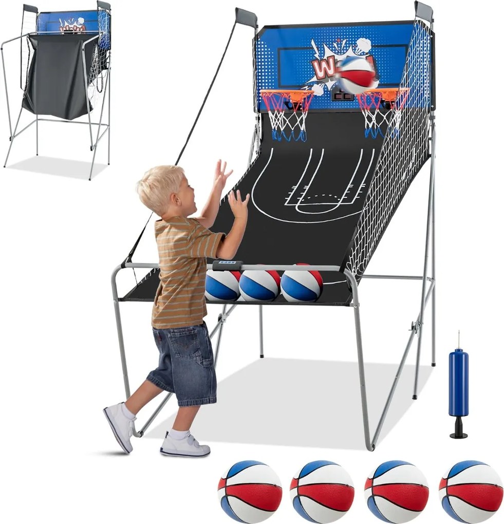 Costway 8 v 1 Basketbalový stroj Skládací elektrický stojan na basketbalový