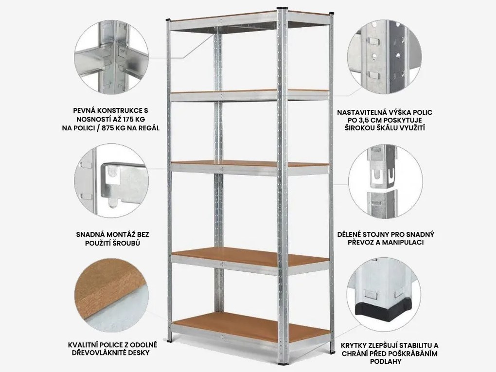 Fistar AKCE - Balíček : 3x Regál 1800x900x400 mm kovový zinkovaný 5-policový