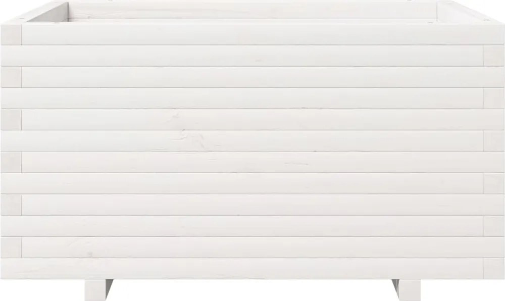 Zahradní truhlík bílý 90 x 60 x 49,5 cm masivní borové dřevo 3282565