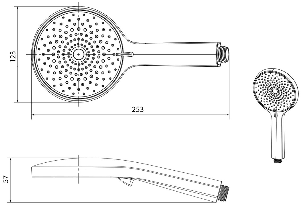 Sapho Sapho, Ruční masážní sprcha, 4 režimy, silikon trysky, průměr 123mm, chrom, 1204-10
