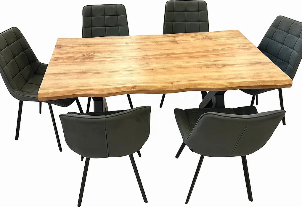 Vikio Jídelní set pro 6 osob 140x90 cm dub, šedá samet VJS114-61S-S