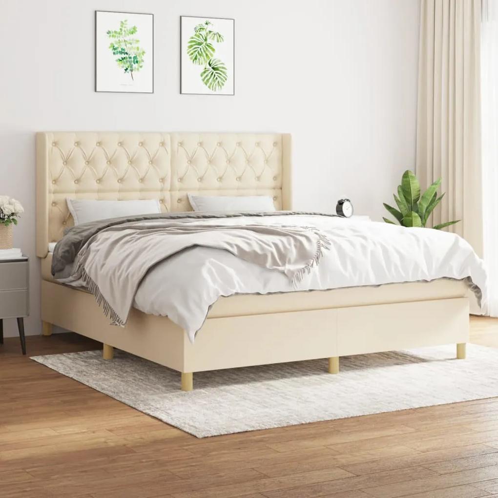Box spring postel s matrací krémová 160x200 cm textil,  3132246
