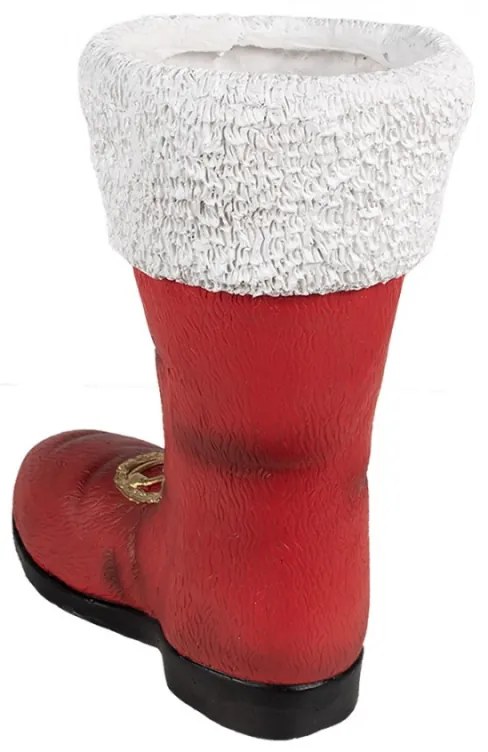 Vánoční dekorace červená keramická holínka Santa Clause – 32x19x36 cm
