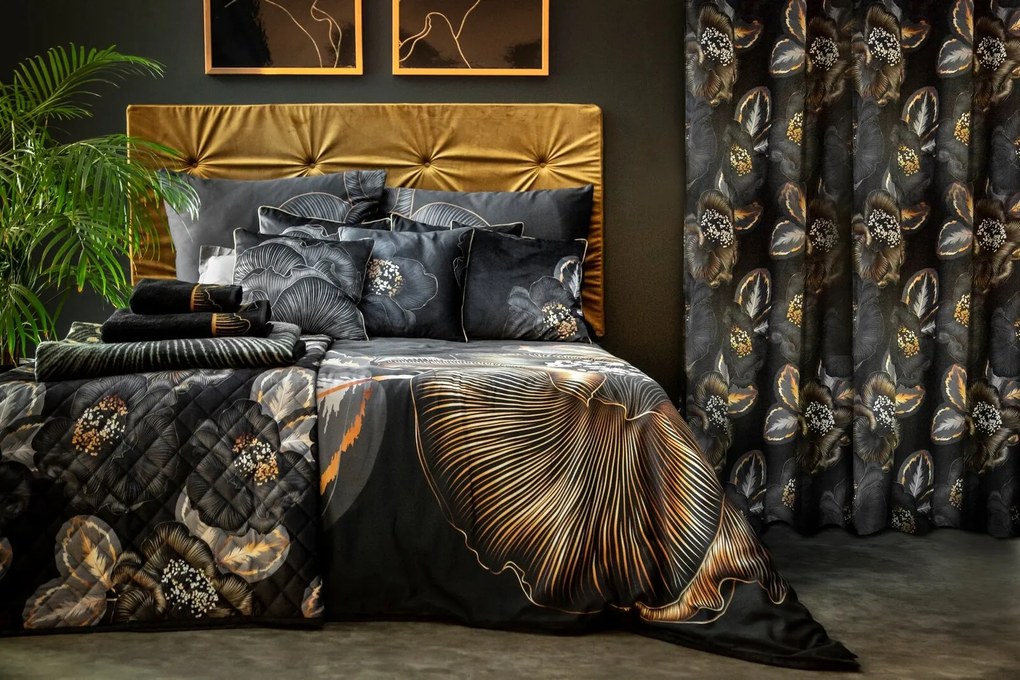 BAVLNĚNÝ RUČNÍK LIMITED COLLECTION PEONIA1 50X90 CM ČERNÁ