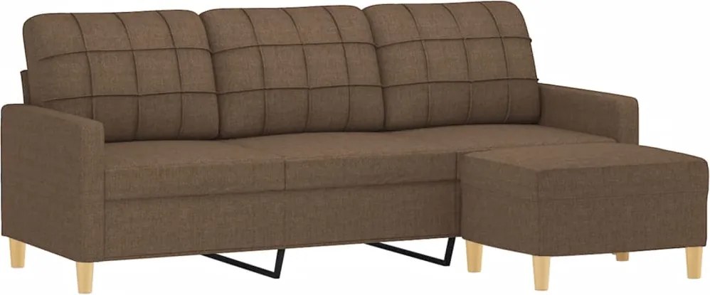 3místná pohovka s podnožkou hnědá 180 cm textil 3201004