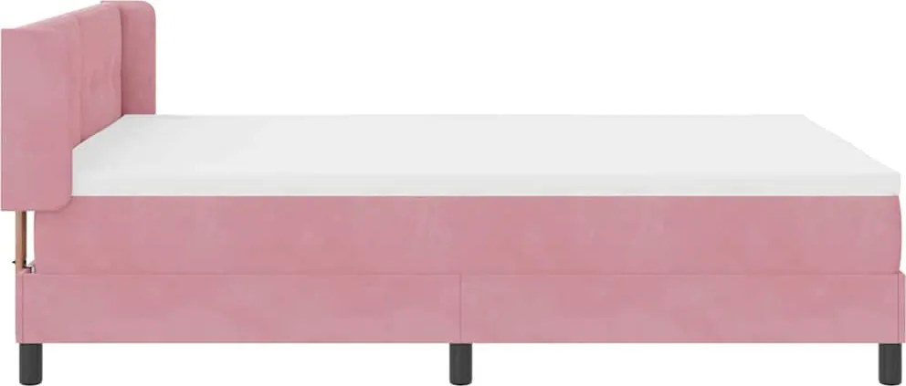 Postel s boxspringem s čelo Růžová 190 x 140 cm samet 3341467