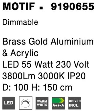 LED lustr Motif 100 zlaté stmívatelné