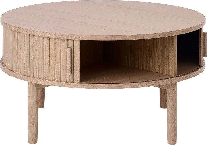 Kulatý konferenční stolek v dekoru dubu ve světle přírodní barvě ø 85 cm Meta – Unique Furniture