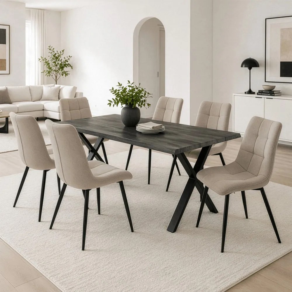 Jídelní stůl HT-F4321 GREY, mdf, šedý dub (210 x 100) cm Šedá