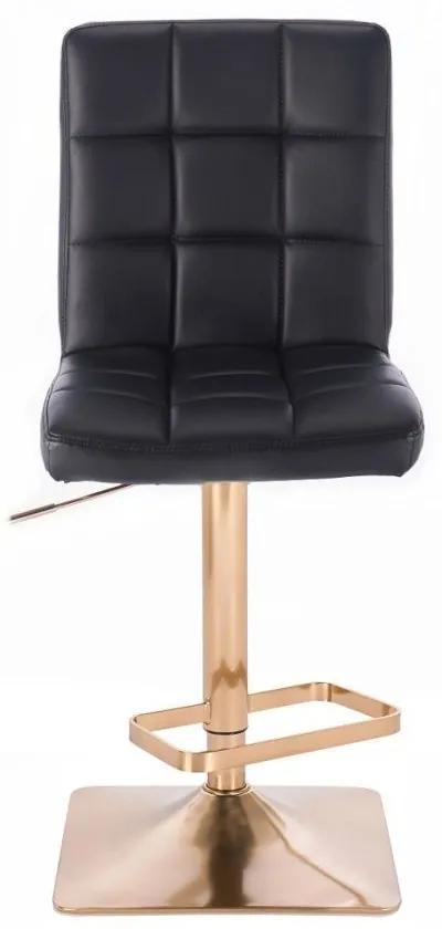 LuxuryForm Barová židle TOLEDO na zlaté hranaté podstavě - černá