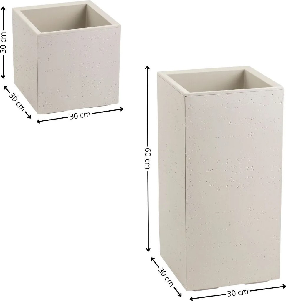 Sada 2 ks květináčů BETONIQUE 30x30/30x60 cm - výběr z 4 provedení