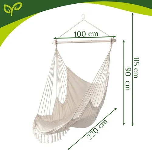 Houpačka - závěsné křeslo 210 cm béžová Gardlov