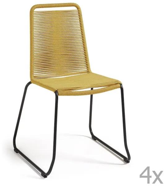Sada 4 hořčicově žlutých židlí La Forma Meagan