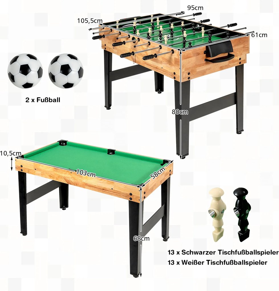 Costway 1055 cm multifunkční stůl 10-in-1 kombinovaný se stolním fotbalem