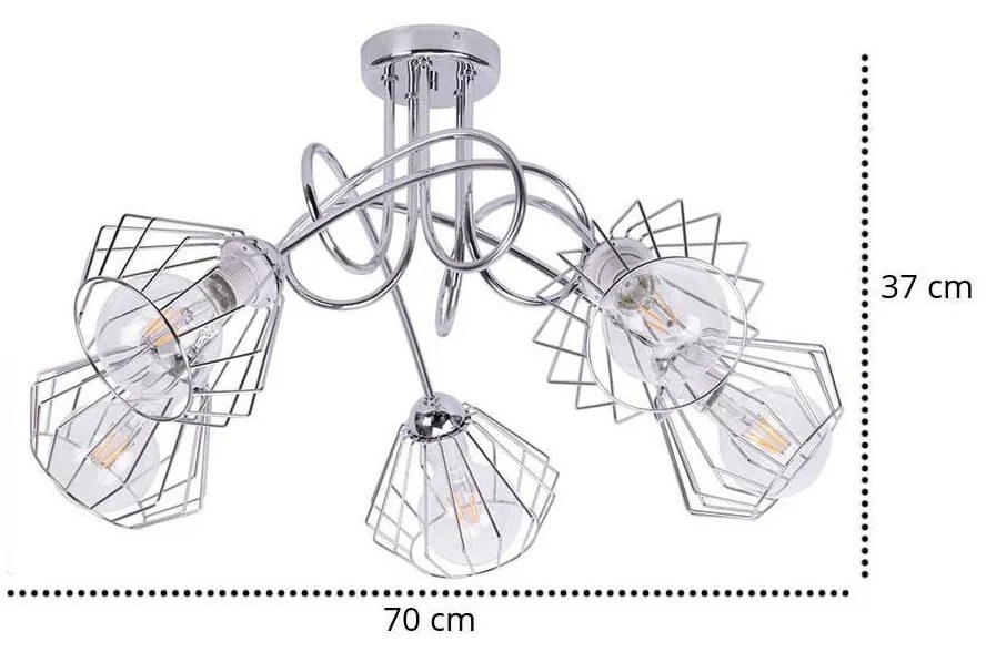 Stropní svítidlo NUVOLA 8, 5x chromové drátěné stínítko, CH