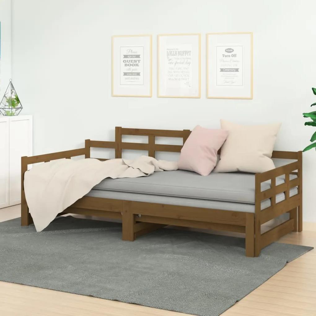 Výsuvná postel medově hnědá masivní borovice 2x (90 x 190) cm,  820355