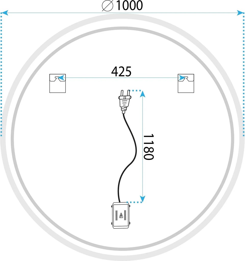 Tutumi Zrcadlo ⌀100 cm s regulovatelným LED osvětlením HOM-70005