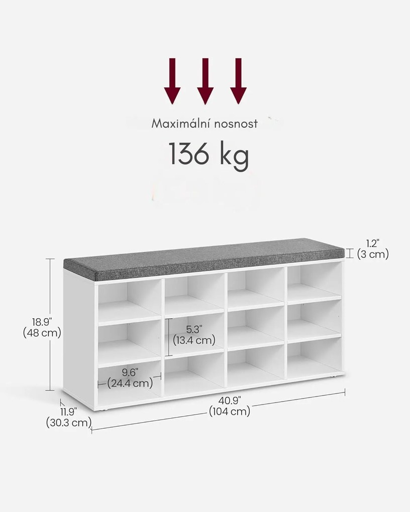 Botník Vasagle Endersen 104 cm bílý