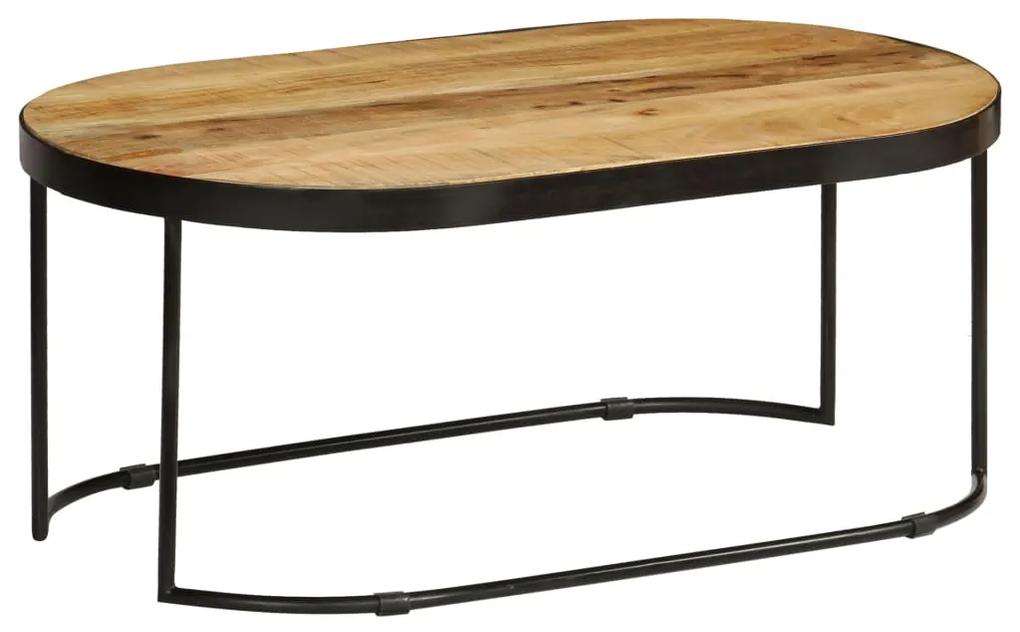 vidaXL Konferenční oválný stolek masivní hrubý mangovník a ocel 100 cm [246626]