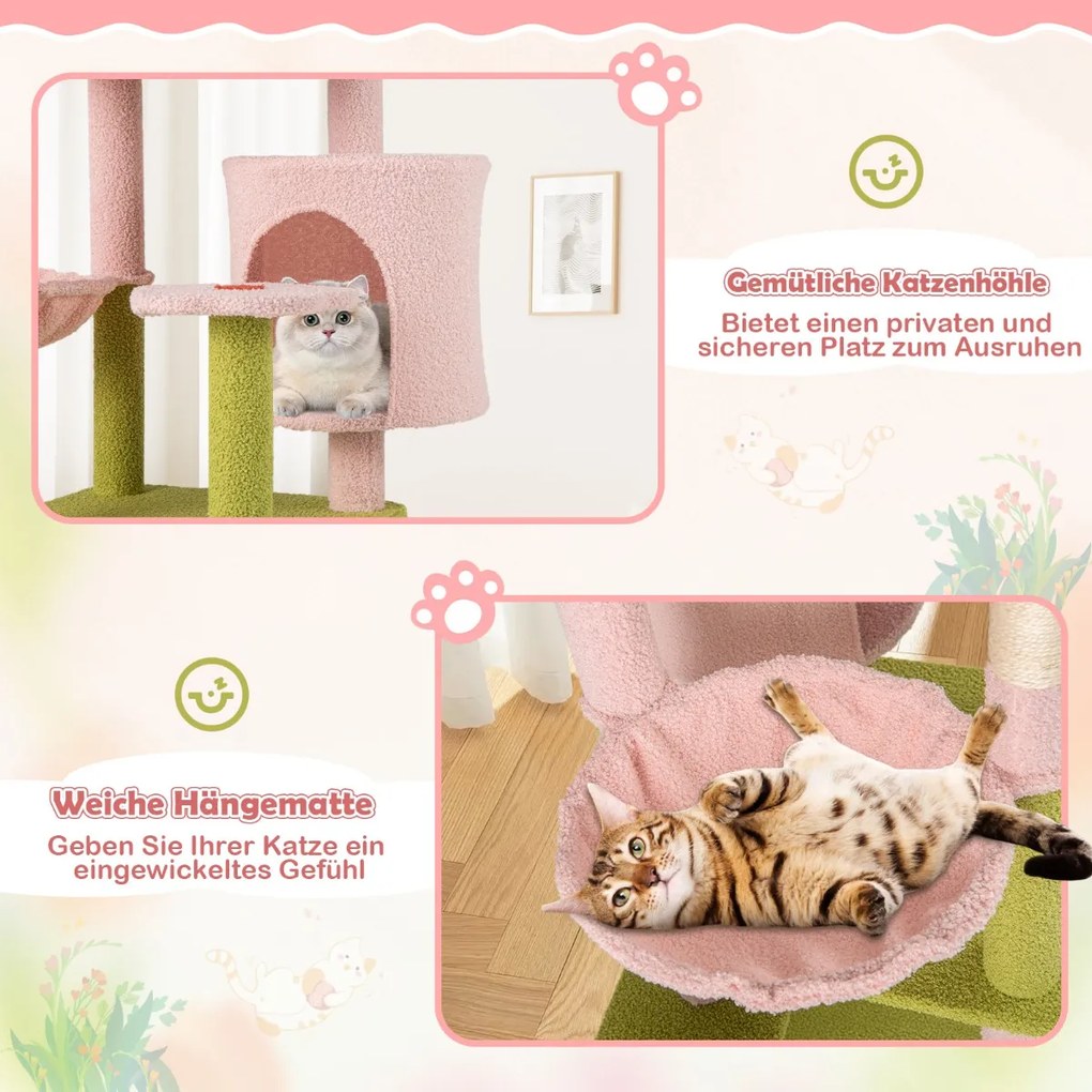 Costway Květinové škrabadlo a plyšová polstrovaná platforma a Cat House Cat Tree