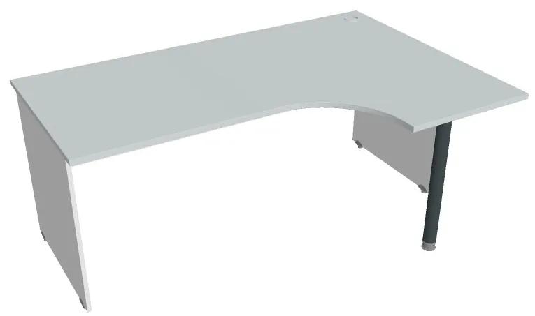 Stůl ergo 180 x 120 cm, levý Hobis Gate GE 1800 60 L Dekor lamino podnože: šedá, Dekor korpusu: bílá, Barva nohy: černá