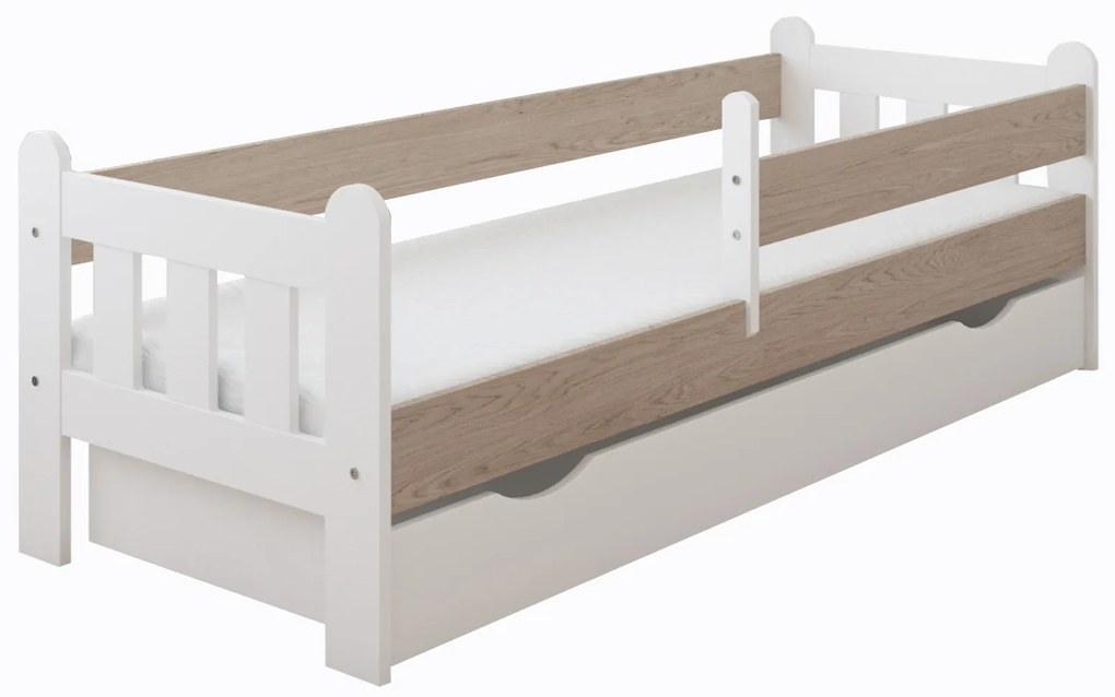 BabyBeds Dětská postel STAS Velikost postele: 160x80 cm, Barevné provedení: Dub, Úložný prostor: Ne, bez úložného prostoru Bílá