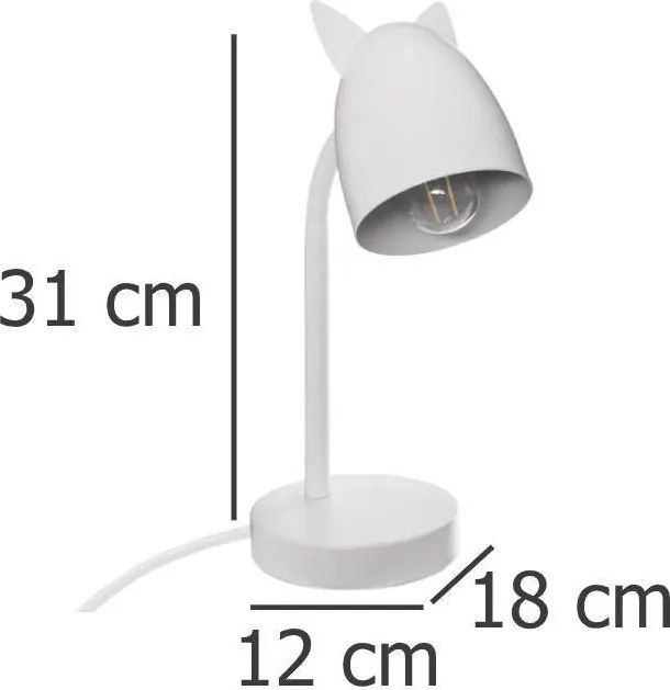 Stolní lampa OREILLLES ROSE, kov, barva bílá