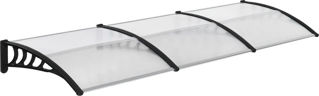 Outsunny Plachta Křídla pro Přední Dveře 303 x 96 x 27 cm s Ochrannou proti UV, Ochrana proti dešti, Slunečník pro Venkovní Použití, Hliník Černý