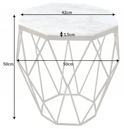 Massive home | Odkládací stolek DIAMOND NOBLES 50 CM bílý mramor