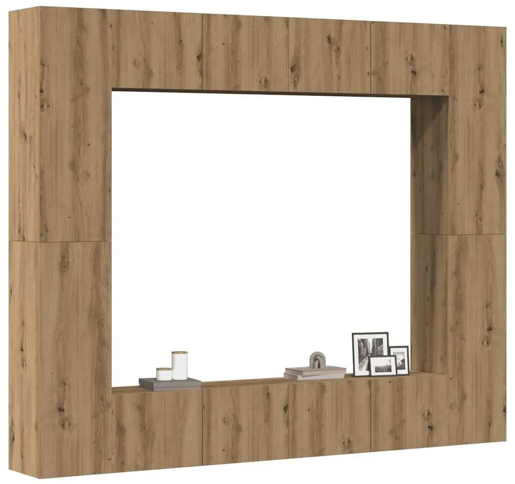 Sada 8 kusů nástěnné TV skříňka dub artisan kompozitní dřevo 3328954
