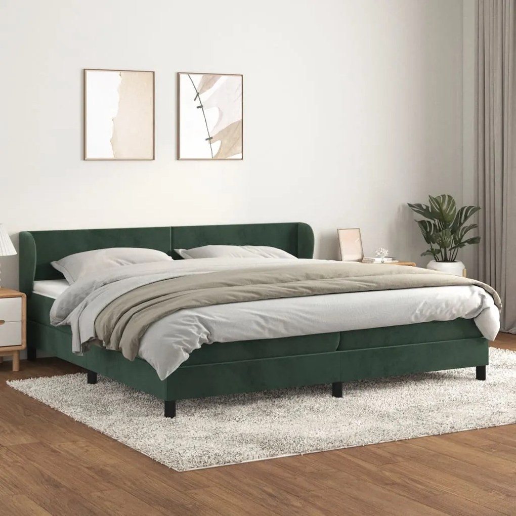 Box spring postel s matrací tmavě zelená 200x200 cm samet 3127394
