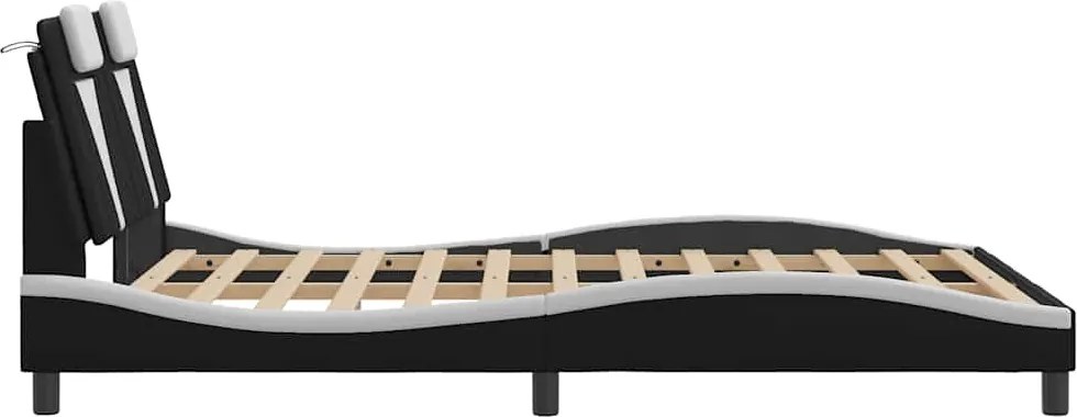 Rám postele Viana bez matrace černý a bílý 140 x 200 cm umělá kůže 3208101