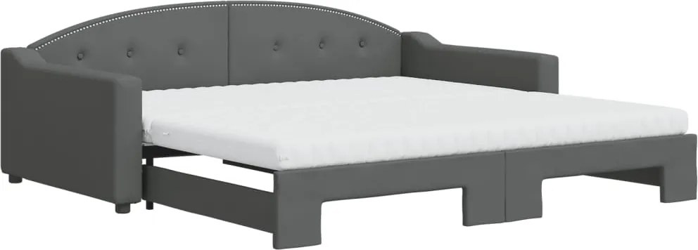 Válenda s přistýlkou a matracemi tmavě šedá 100 x 200 cm textil 3197554