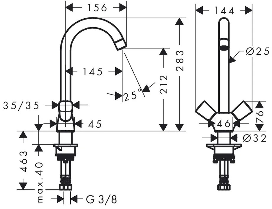 Hansgrohe Logis, dřezová stojánková baterie, chromová, 71280000