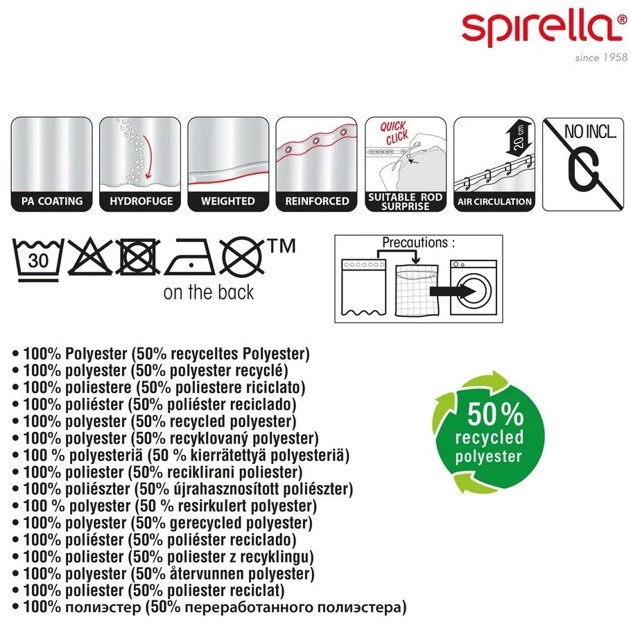 Sprchový závěs 180x200 cm Liv – Spirella
