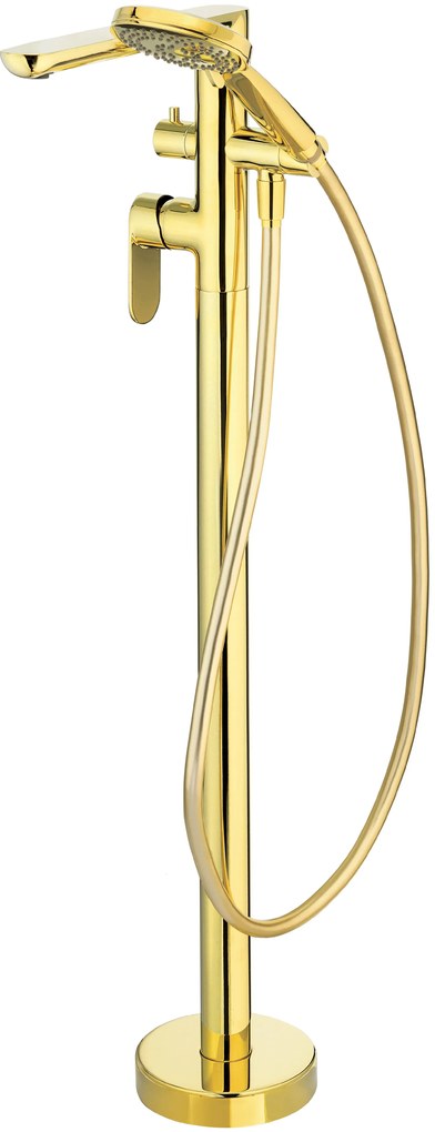 Deante Alpinia, volně stojící vanová baterie se sprchovou soupravou, zlatá lesklá, DEA-BGA_Z17M