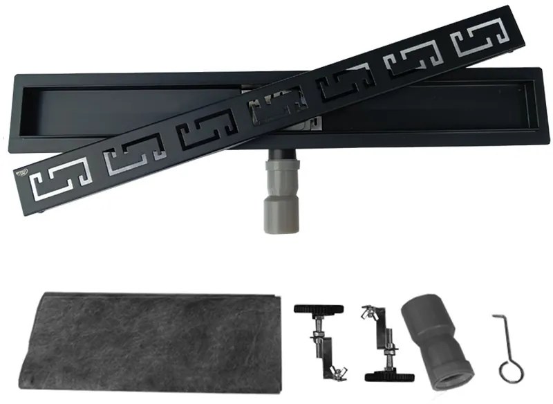 BPS-koupelny Sprchový odtokový žlab DL01 OMEGA G6 HYD-2664 60 cm, černý