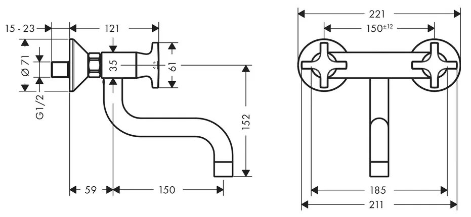 Hansgrohe Logis - nástěnná dřezová baterie, chrom 71287000