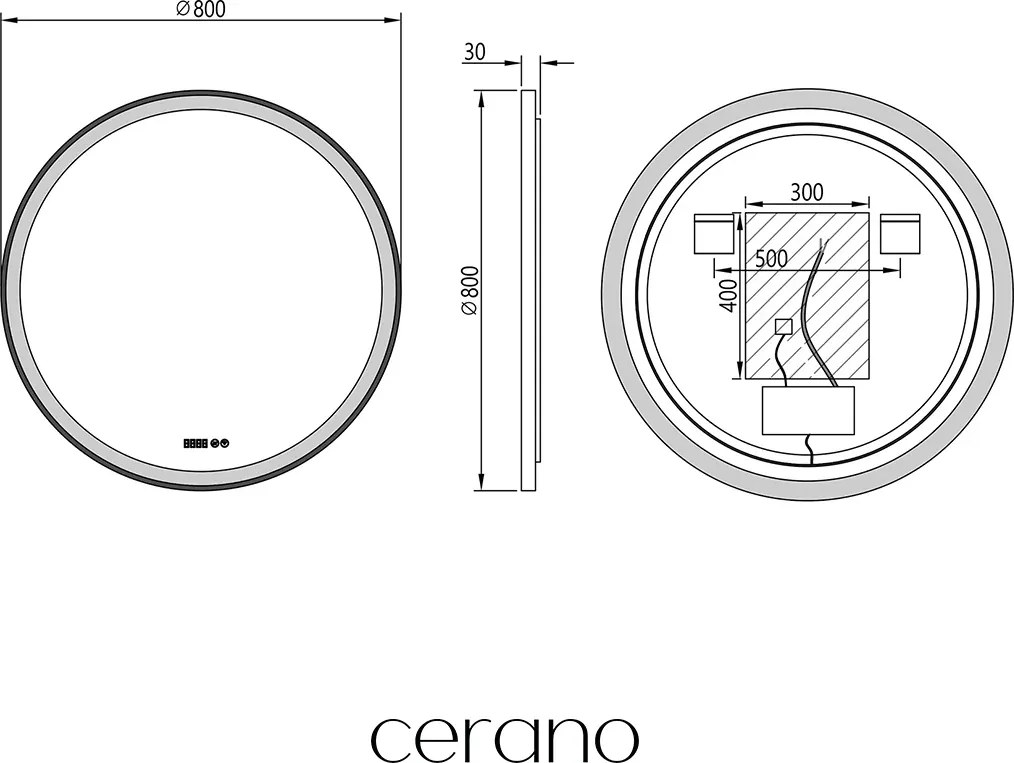 CERANO - Koupelnové LED zrcadlo Rivo, kovový rám - černá matná - Ø 80 cm